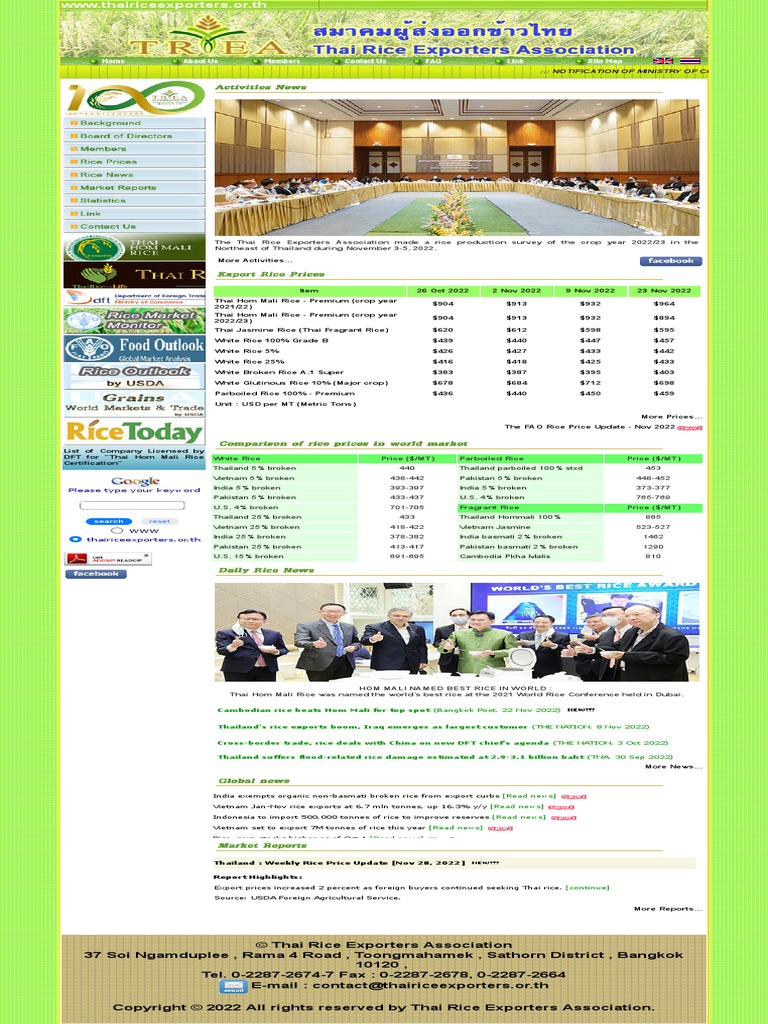Thai Rice Exporters Association Thailand | PDF | Rice | Economies