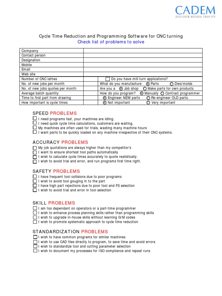 2020 CAPSturn Checklist | Download Free PDF | Numerical Control ...