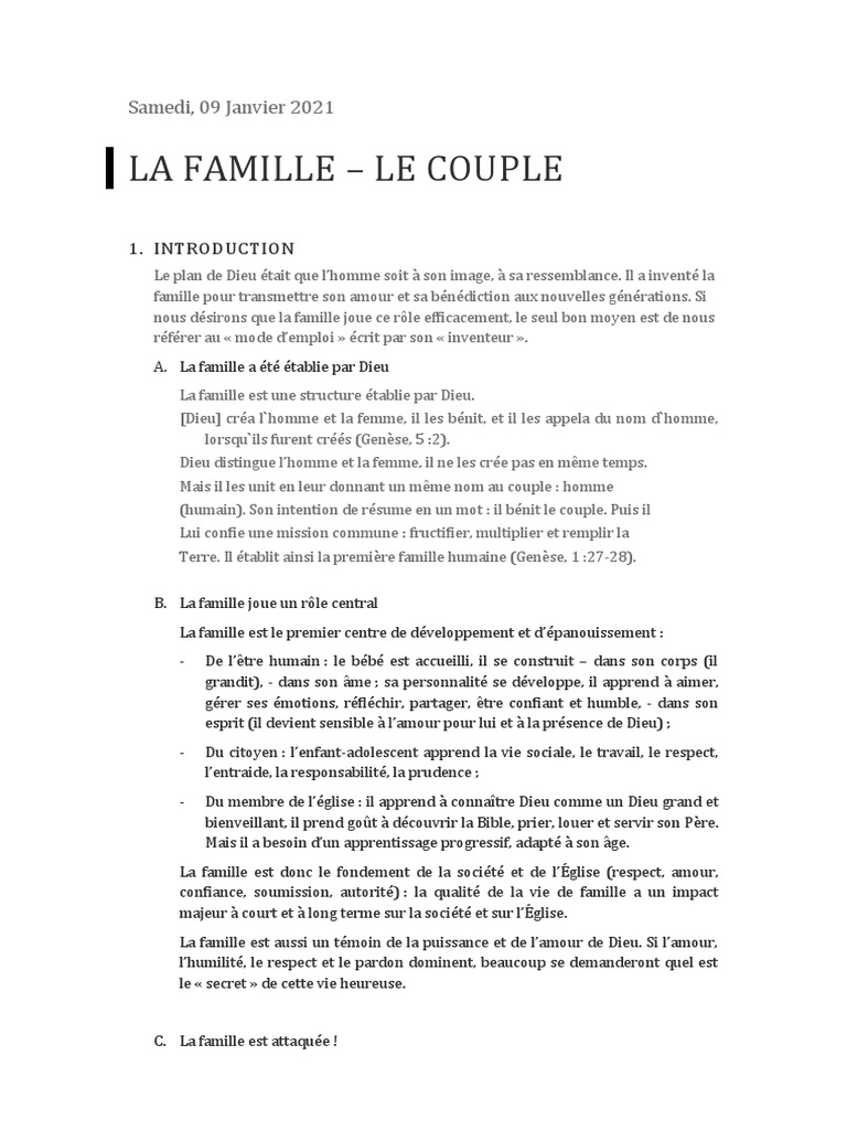 Le Plan de Dieu pour la Famille | PDF | Célibat | Mariage