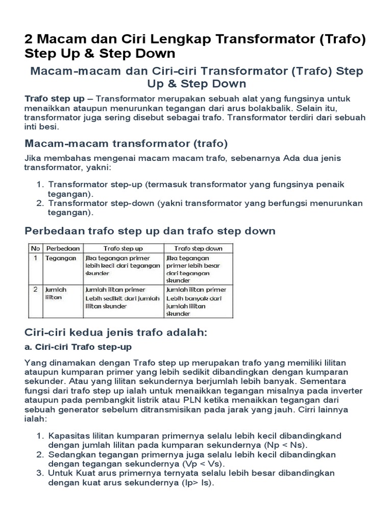 2 Macam Dan Ciri Lengkap Transformator Pdf