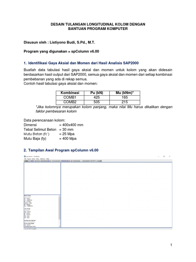 Desain Kolom Dengan Program SpColumn | PDF