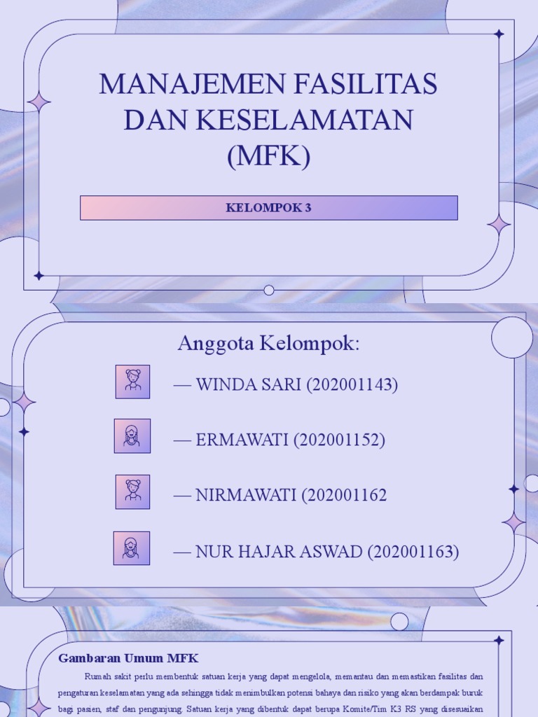 Manajemen Fasilitas Dan Keselamatan (MFK) : Kelompok 3 | PDF