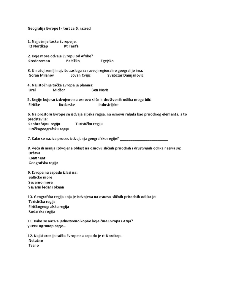 Geografija Evrope I | PDF Geografija Evrope I | PDF
