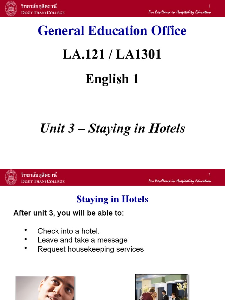 Unit 3 Staying in A Hotel | PDF