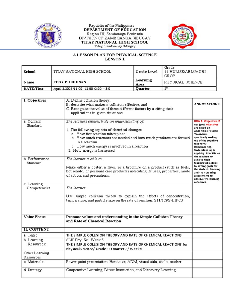 DLP Week 5 - Lesson 1 | PDF | Reaction Rate | Chemical Reactions
