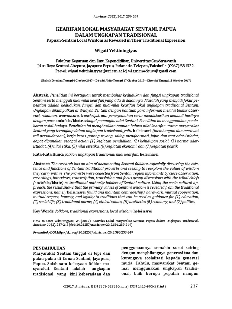 Kearifan Lokal dalam Ungkapan Sentani | PDF