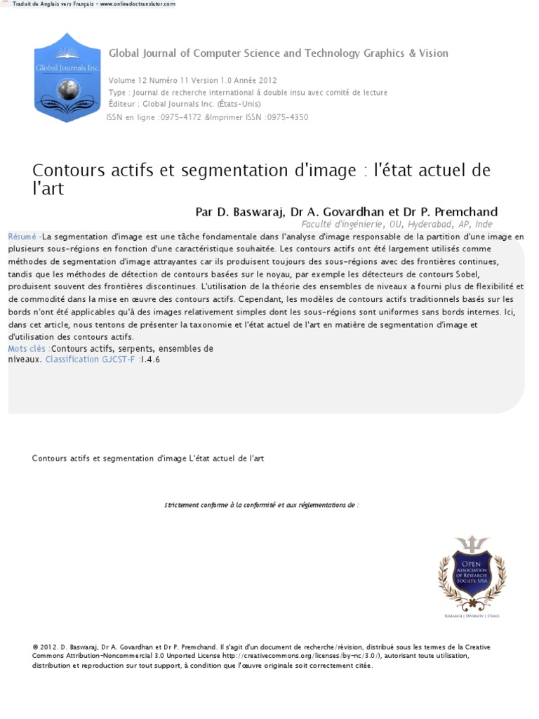 1 Active Contours and Image | PDF | Segmentation d'image