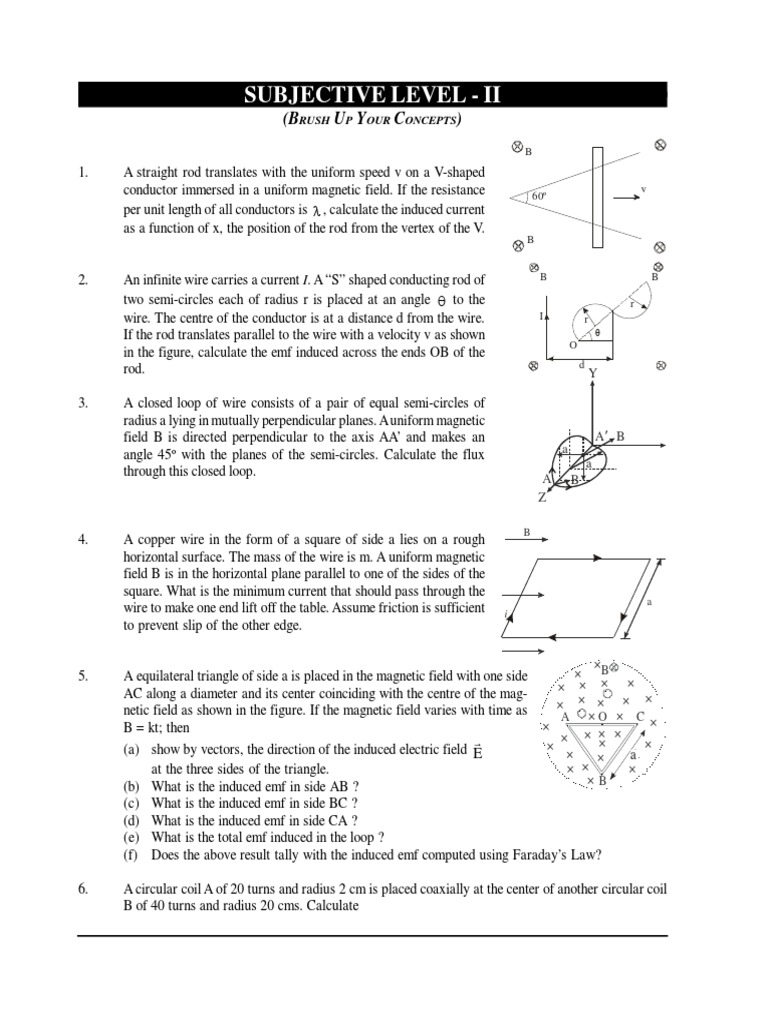 ELECTROMAGNETIC INDUCTION-06-Subjective UnSolved | PDF | Electromagnetic Induction | Inductance