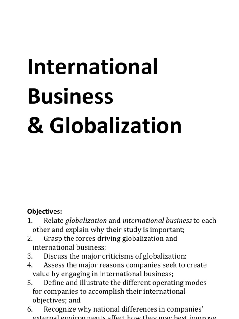 Chapter 1 International Business and Globalization | PDF