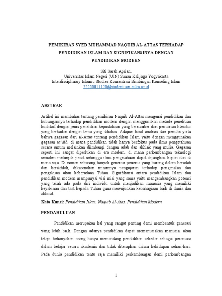 Konsep Pendidikan Islam Menurut Syed Muhammad Naquib Al | PDF