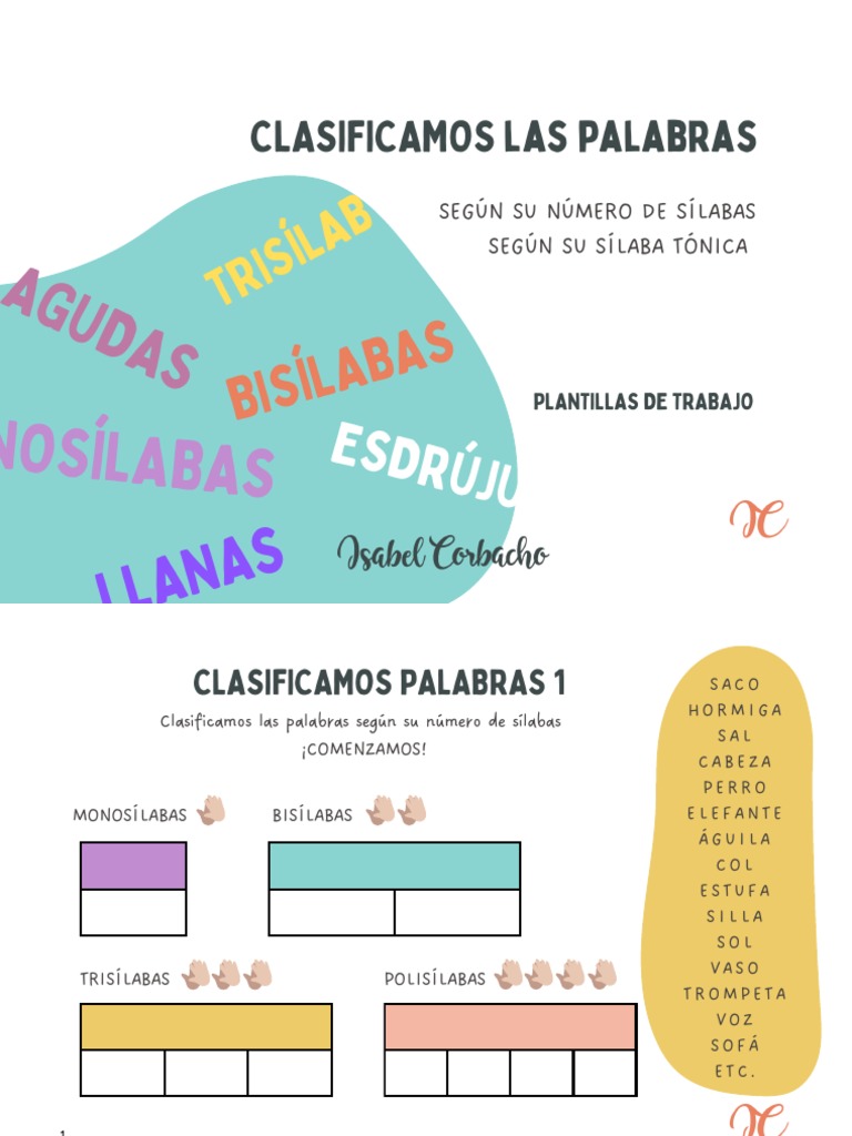 Clasificación de Palabras por Sílabas | PDF | Comunicación humana ...