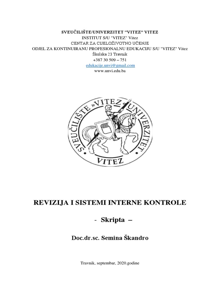 II Skripta Za Polaganje Predmeta Revizija I Sistemi Interne Kontrole | PDF