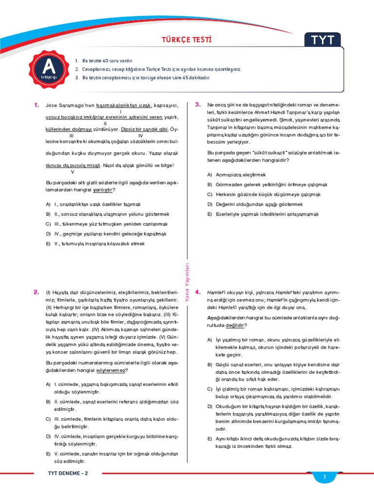 Türkçe Testý | PDF