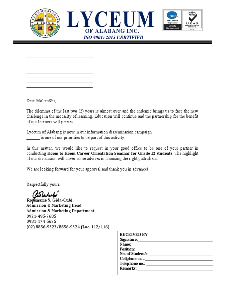 COS Letter of Intent | PDF