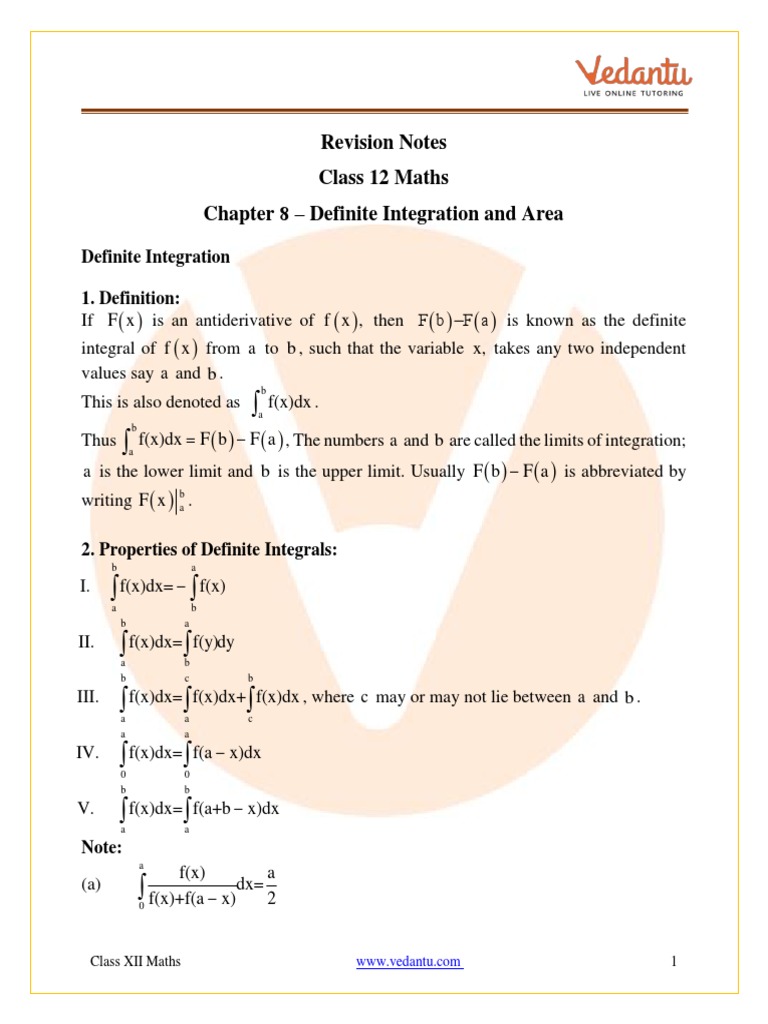 Class 12 Revision Notes Application of Integrals | PDF | Asymptote ... Class 12 Revision Notes Application of Integrals | PDF | Asymptote ...