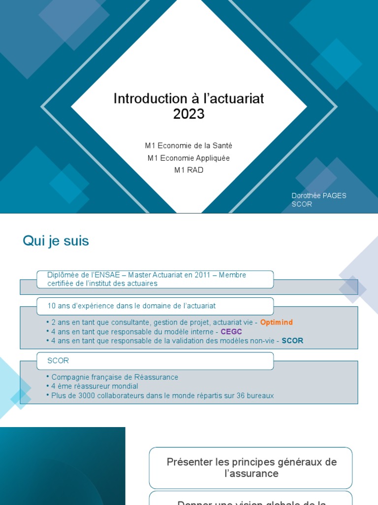 Introduction à l'Actuariat et ses Principes | PDF | Assurance | Actuaire