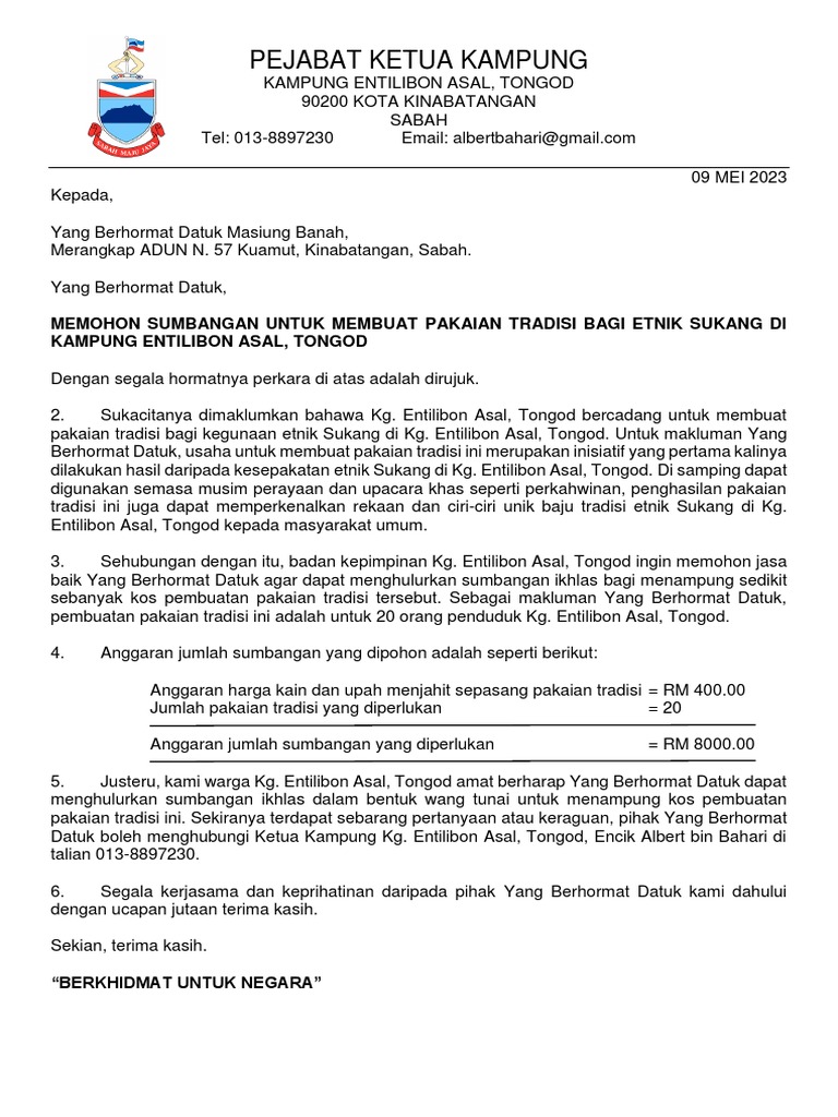 Surat Mohon Sumbangan Yb | PDF