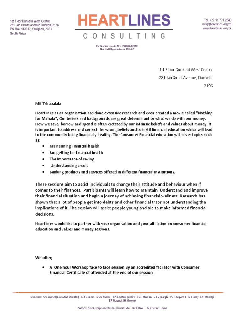Introduction Letter MR Tshabalala 08-13th August | PDF | Money | Economies
