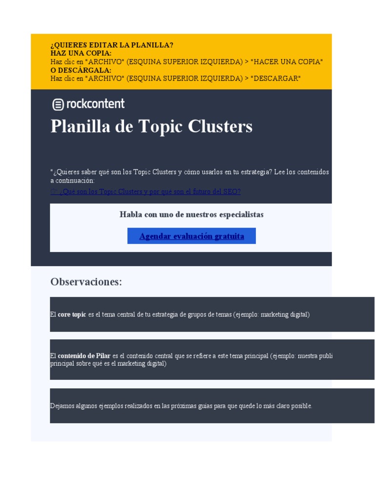 Planilla de Topic Clusters | PDF | Marketing | Negocios económicos