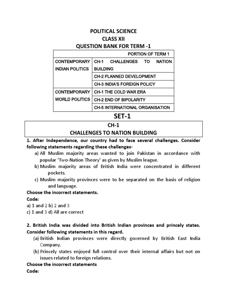 Question Bank | Download Free PDF | Non Aligned Movement | Warsaw Pact