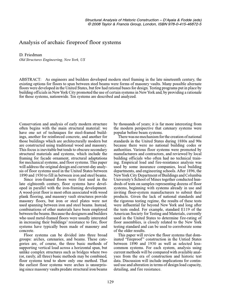 Analysis of Archaic Fireproof Floor Systems | PDF | Concrete | Vault ...