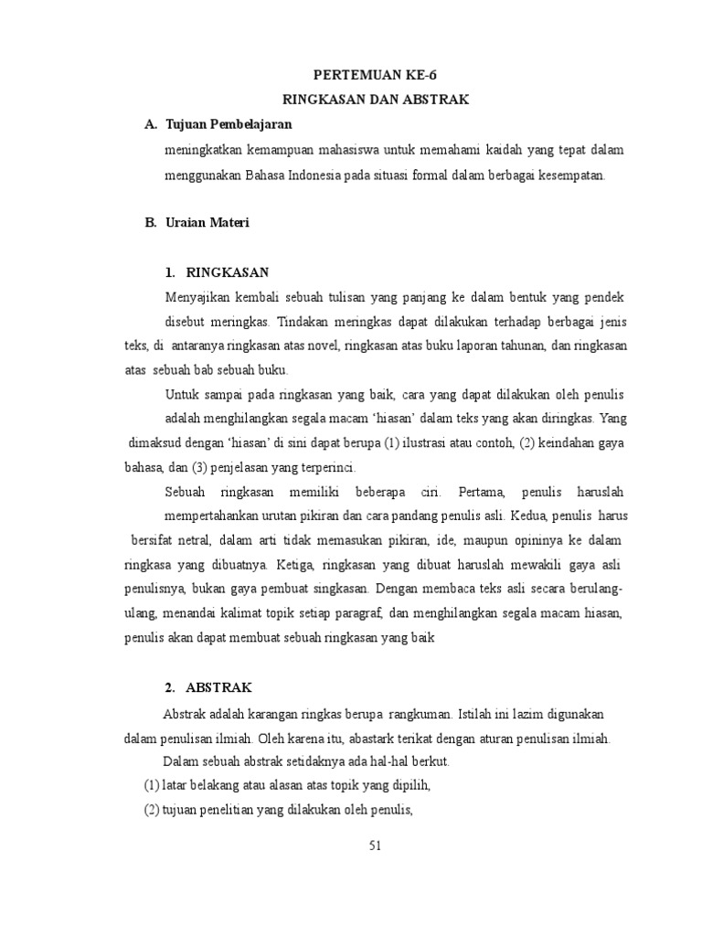 Pertemuan 6 - Ringkasan Dan Abstrak | PDF
