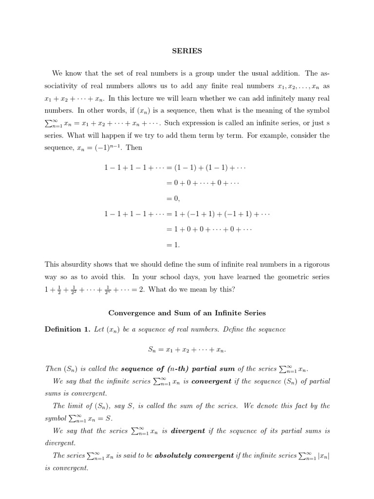 Lecture 13 Series Pdf Series Mathematics Sequence 8819