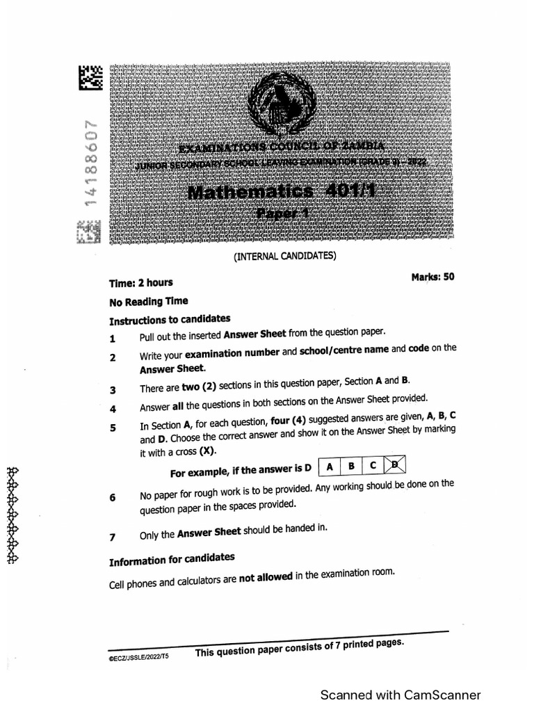 Mathematics Paper 1 2022 | PDF