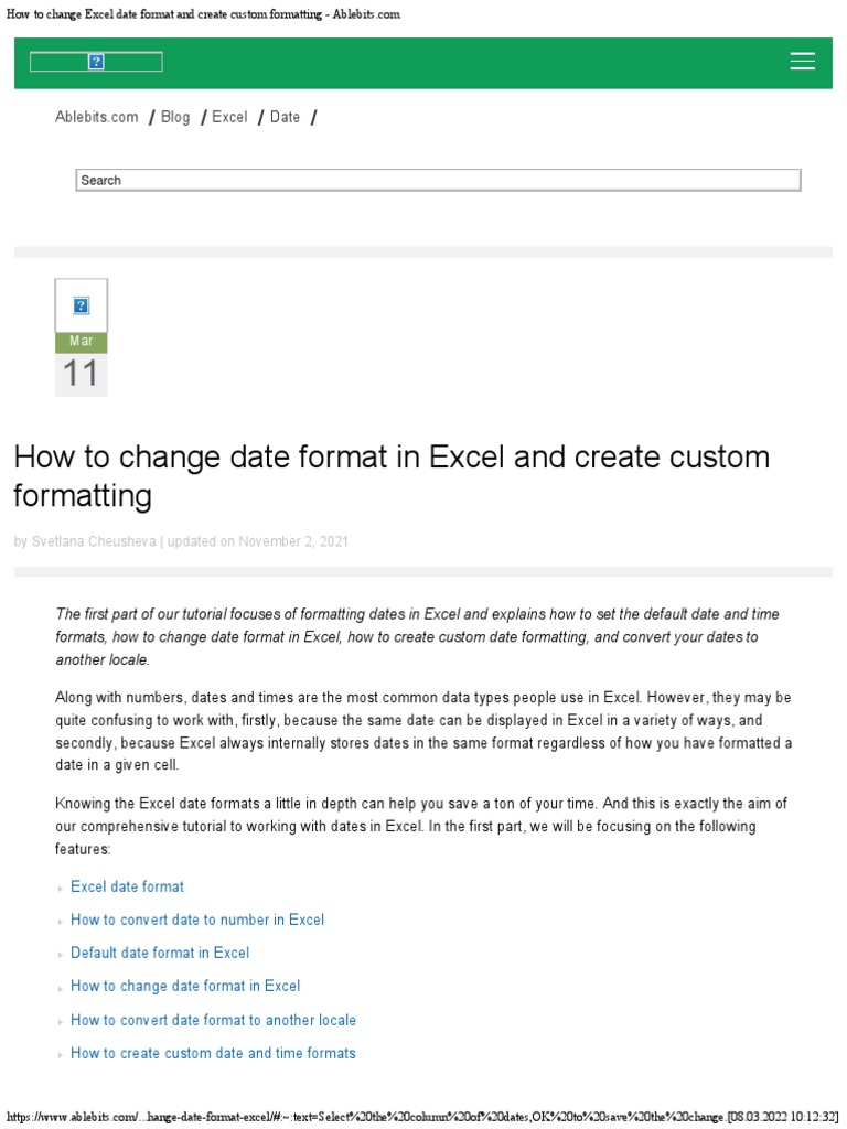 Excel - Custom Date Format | PDF | Microsoft Excel | Numbers