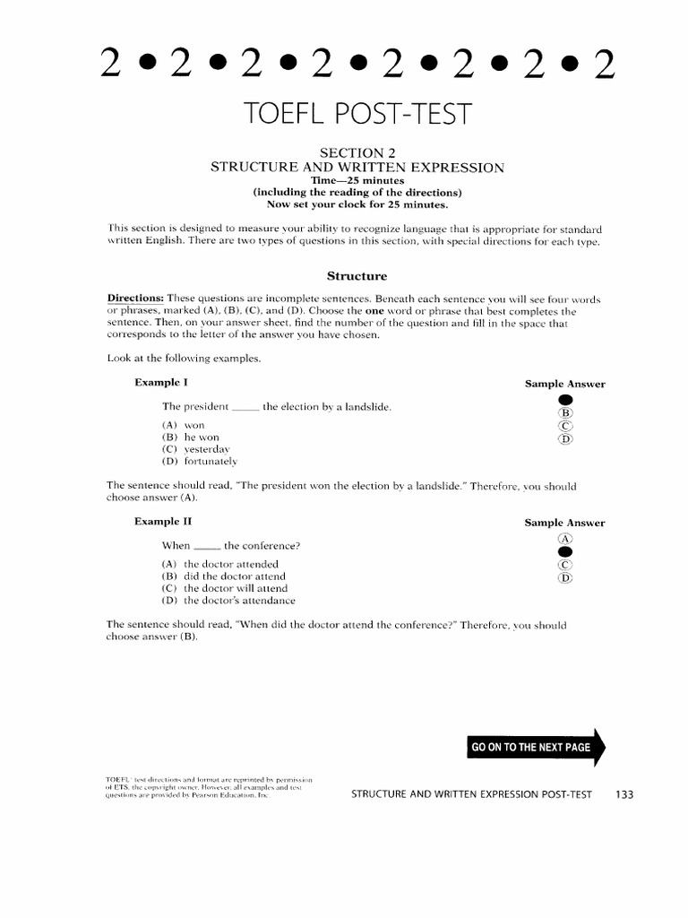 TOEFL Test - Structure & Written Expression | PDF
