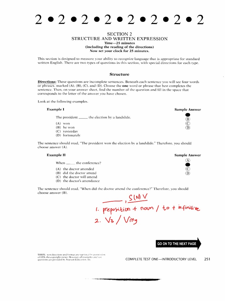 TOEFL Test Part 3 - Structure & Written Expression | PDF