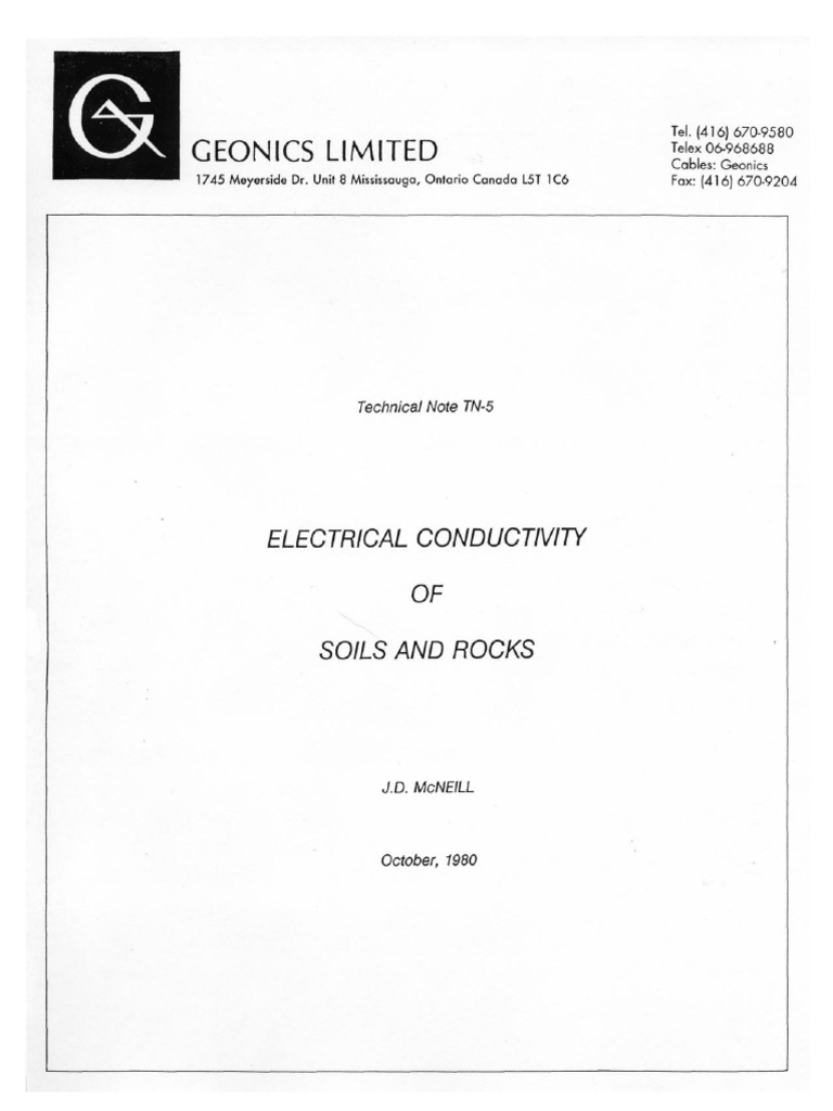 Electrical Conductivity of Rocks and Soil | PDF