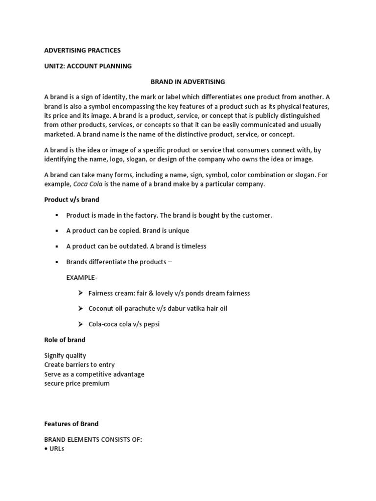 Advertising Notes Sem4 | PDF | Brand | Brand Management
