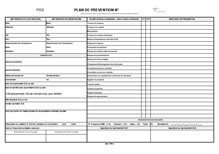 Plan de Prévention Sécurité Simplifié | PDF | Prophylaxie | Sécurité