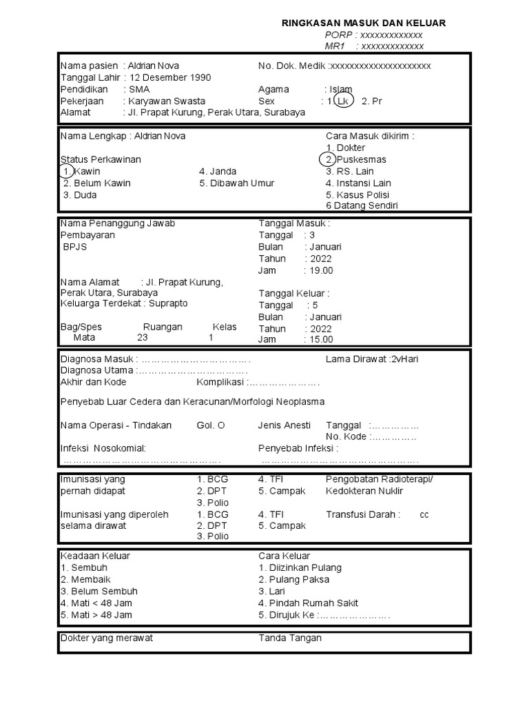 Contoh Rekam Medis Word | PDF