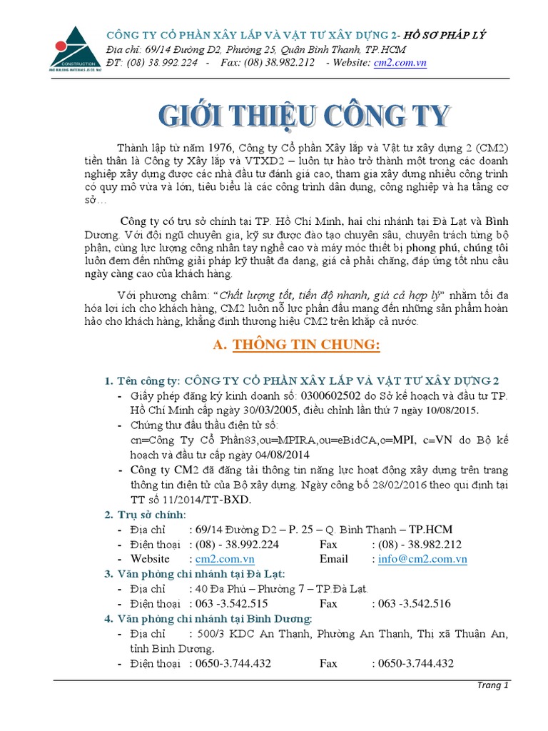Gioi Thieu Cong Ty 2017. (Da Sua) | PDF