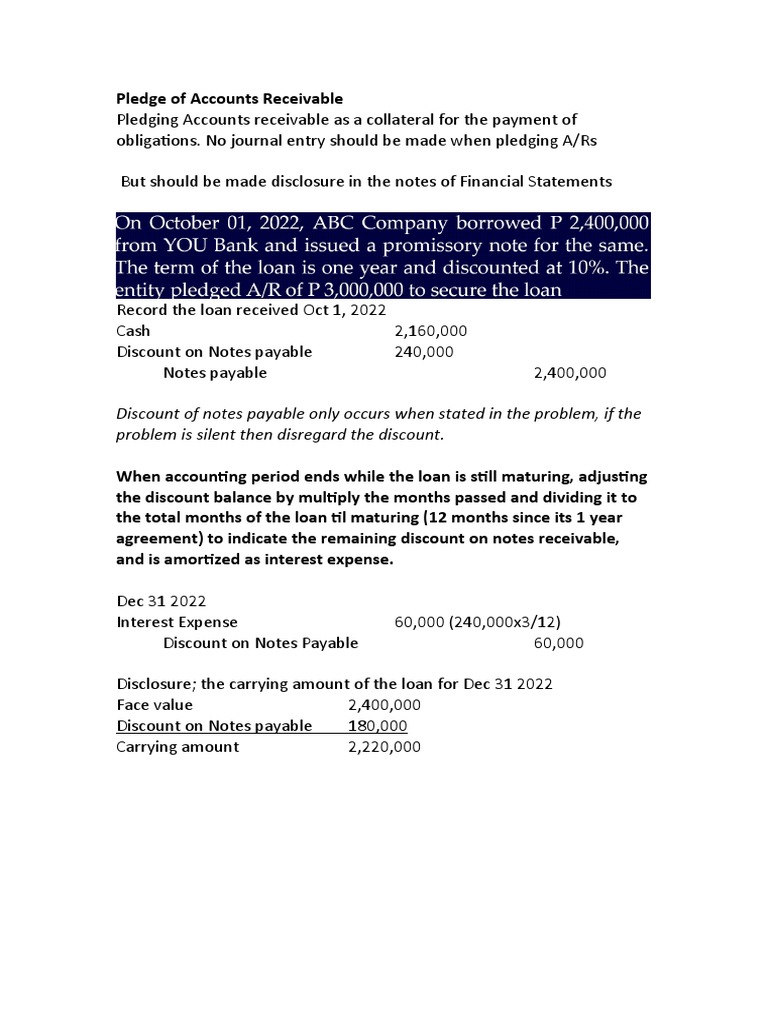 Pledging Accounts Receivable Guide | PDF | Business | Law