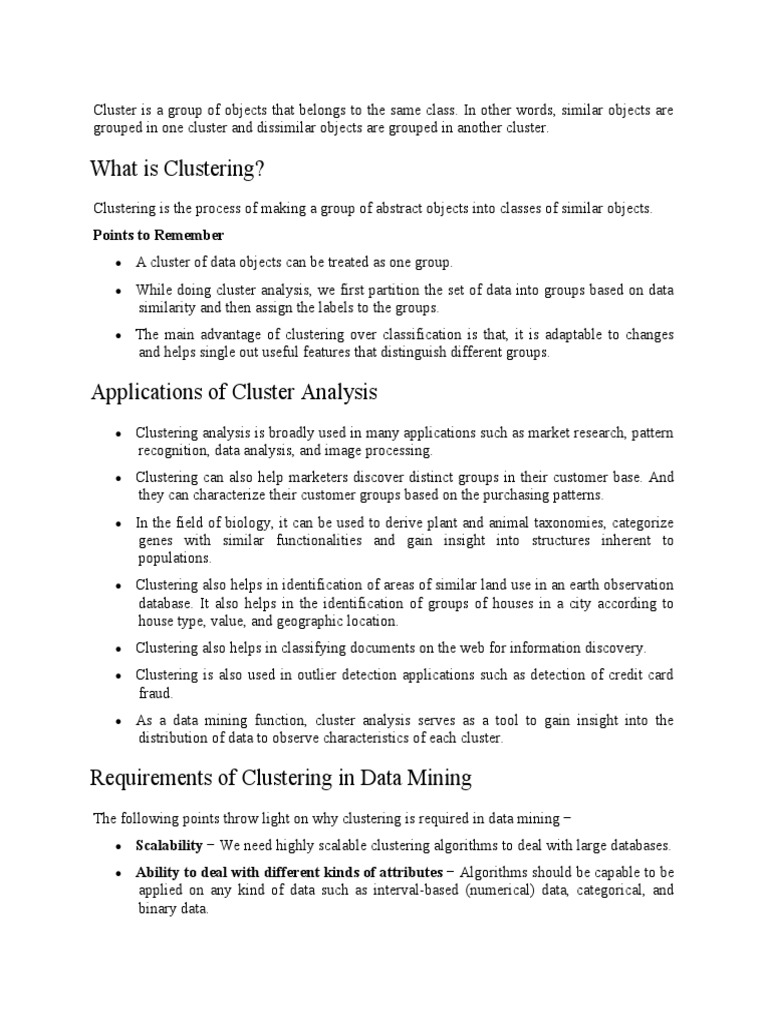 UNIT 3 DWDM Notes | PDF | Cluster Analysis | Search Engine Indexing UNIT 3 DWDM Notes | PDF | Cluster Analysis | Search Engine Indexing