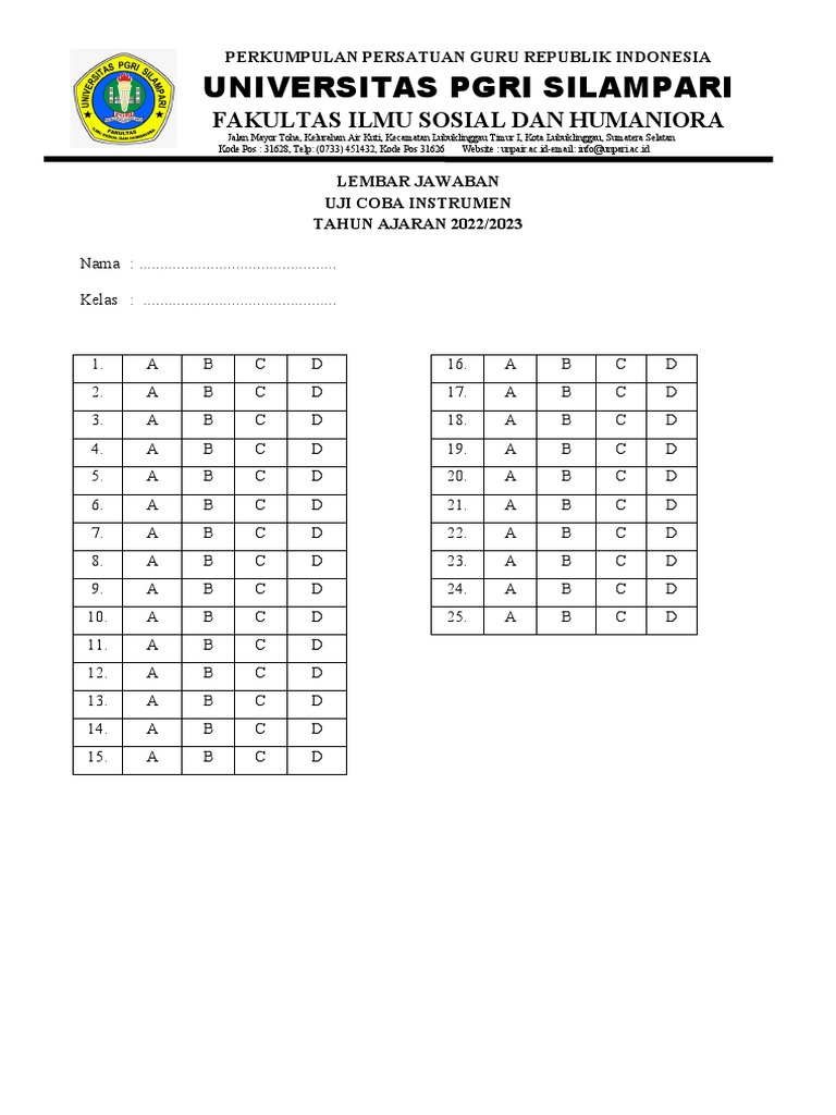 Lembar Jawaban Siswa | PDF