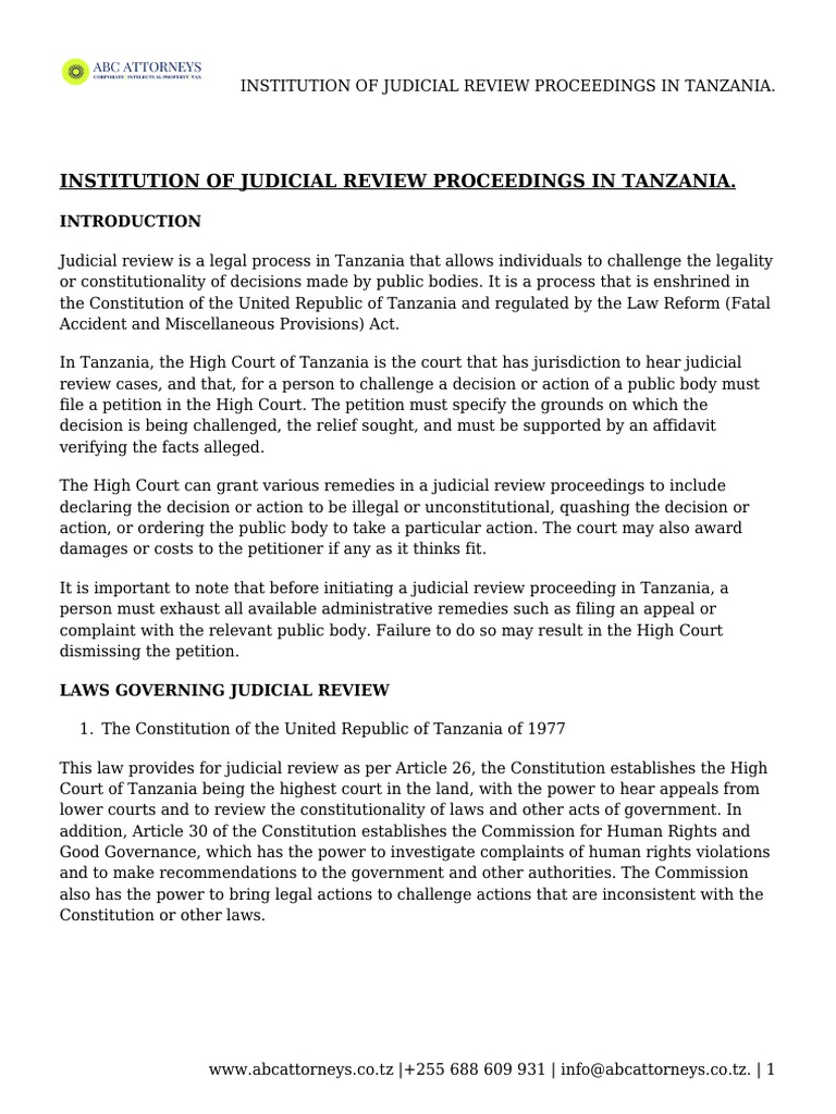 Judicial Review Process in Tanzania | PDF | Judiciaries | Judicial Review