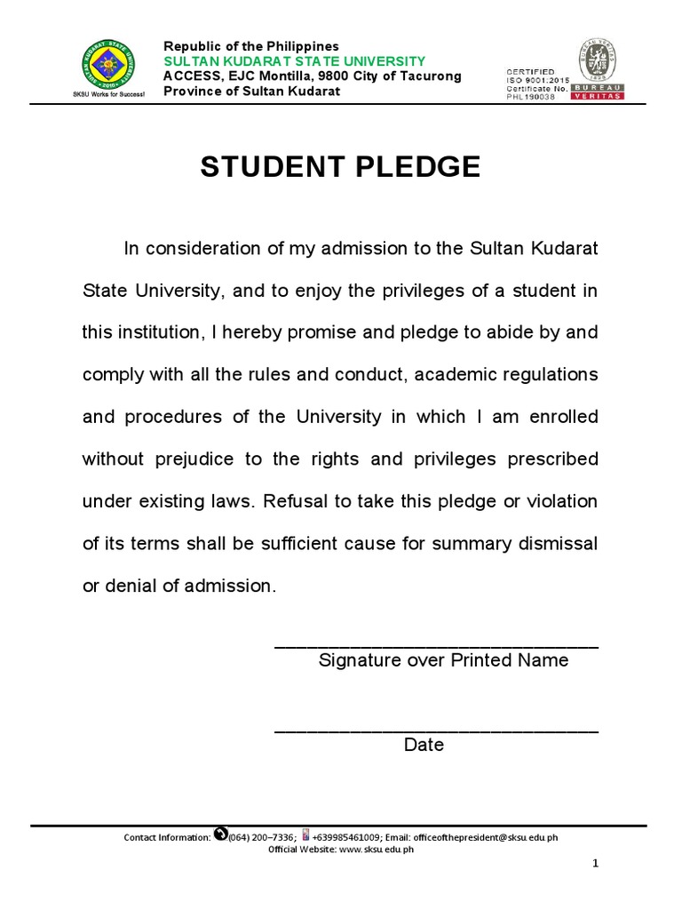 Student Pledge | PDF