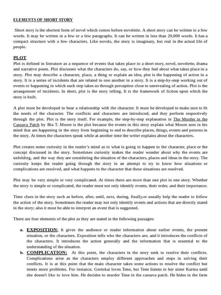 Elements of Short Story Explained | PDF | Plot (Narrative) | Thought