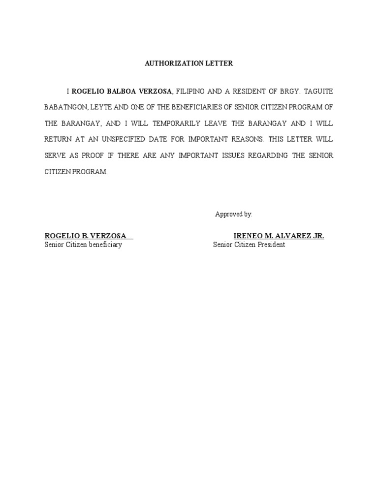 Authorization Letter | PDF