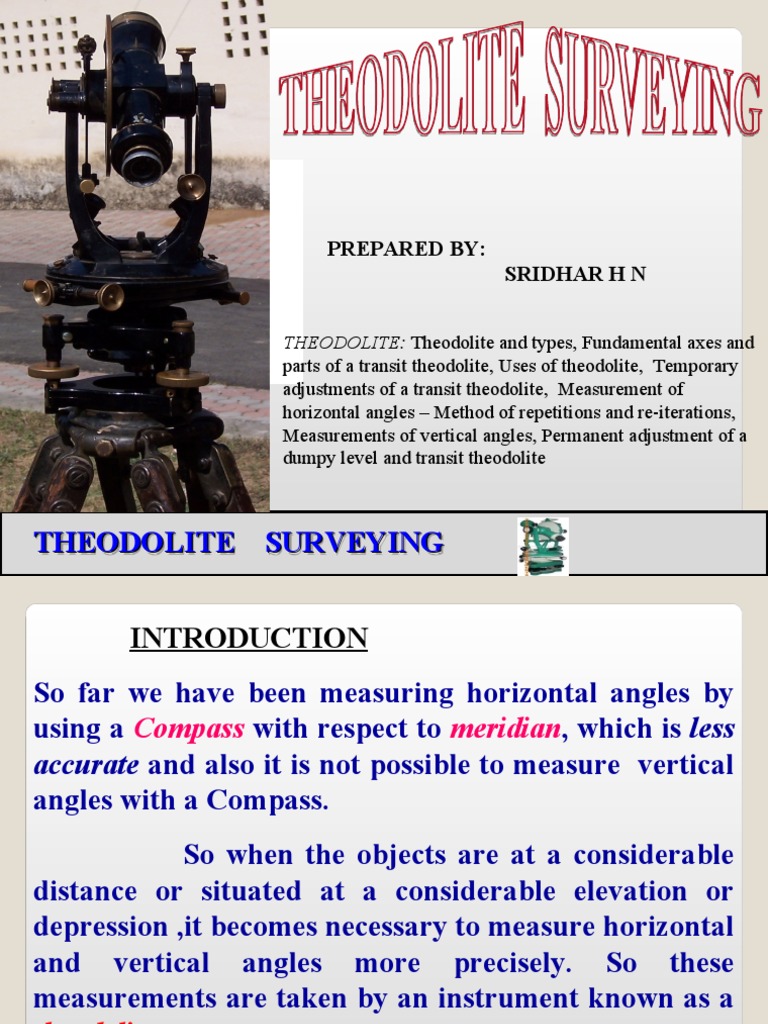 Theodolite Surveying Essentials | PDF | Surveying | Metrology