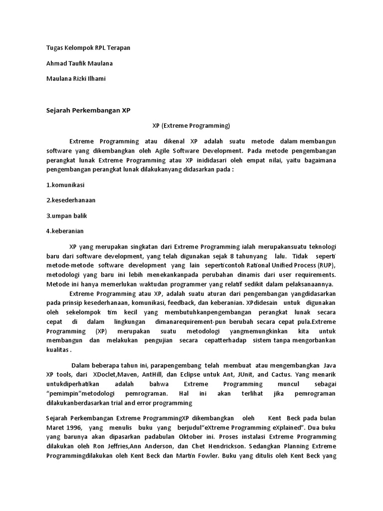 Tugas Kelompok RPL Terapan | PDF