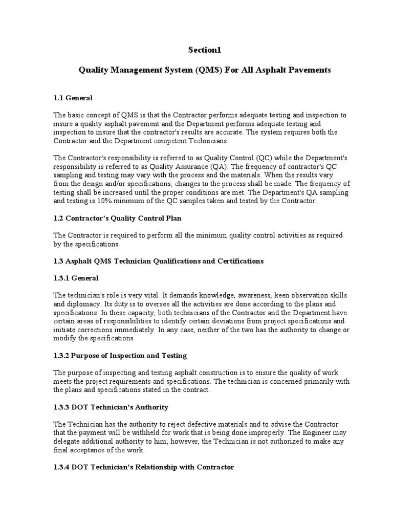 Quality Management System | PDF | Construction Aggregate | Asphalt