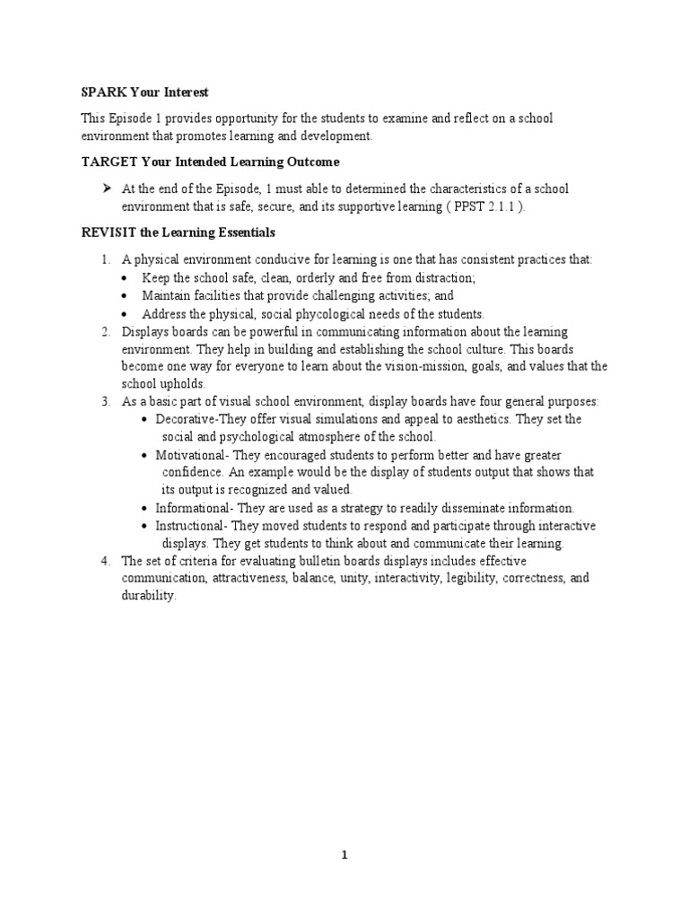 FS 1 Ep. 1-3 | PDF | Learning | Classroom