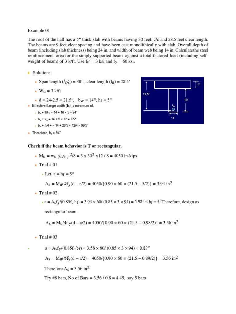 Example For T Beam | Download Free PDF | Structural Engineering | Civil ...