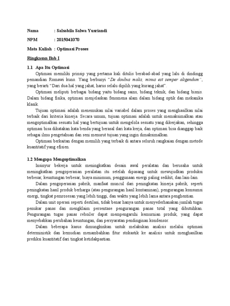 Tugas Optimasi Proses | PDF