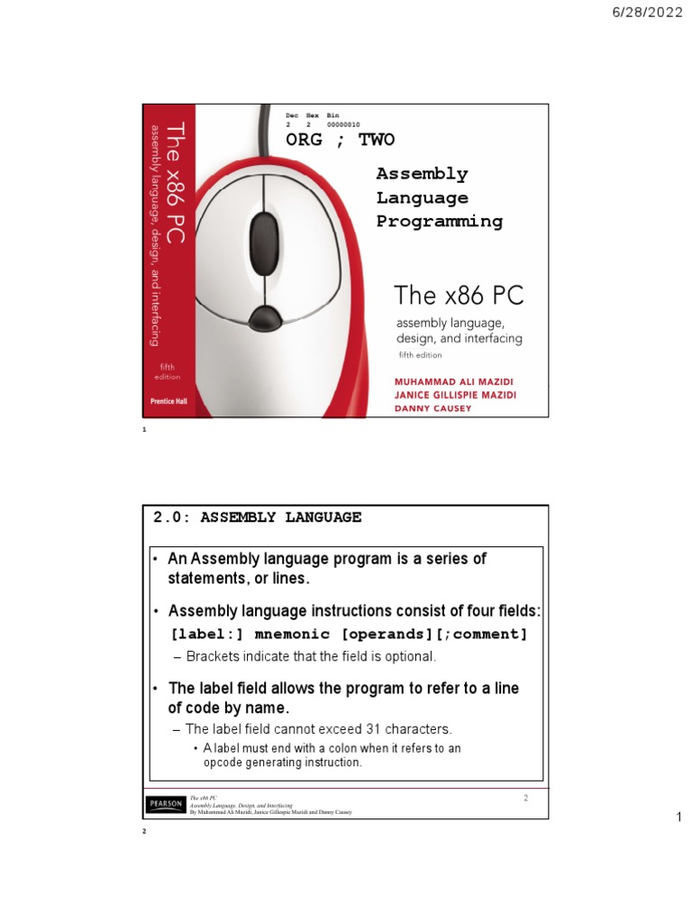 CH - 2 - Assembly Language Programming | PDF | Assembly Language ... CH - 2 - Assembly Language Programming | PDF | Assembly Language ...